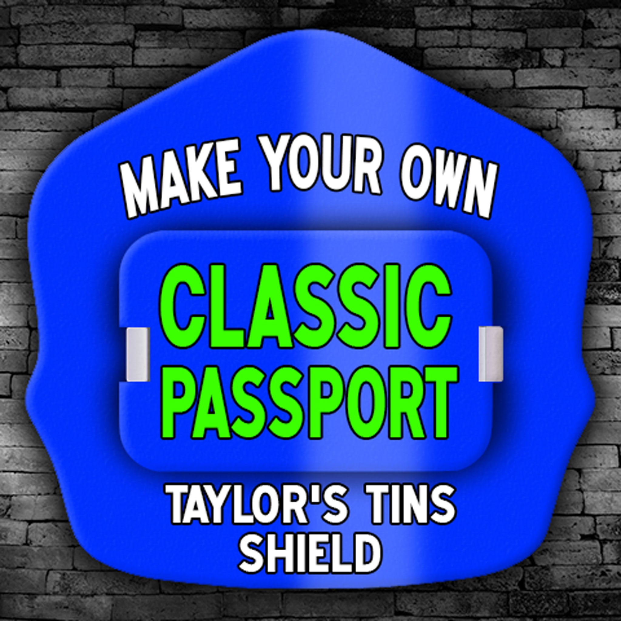 Classic Custom Metal Helmet Shield with Passport | 6" and 6.5" | Trad ...