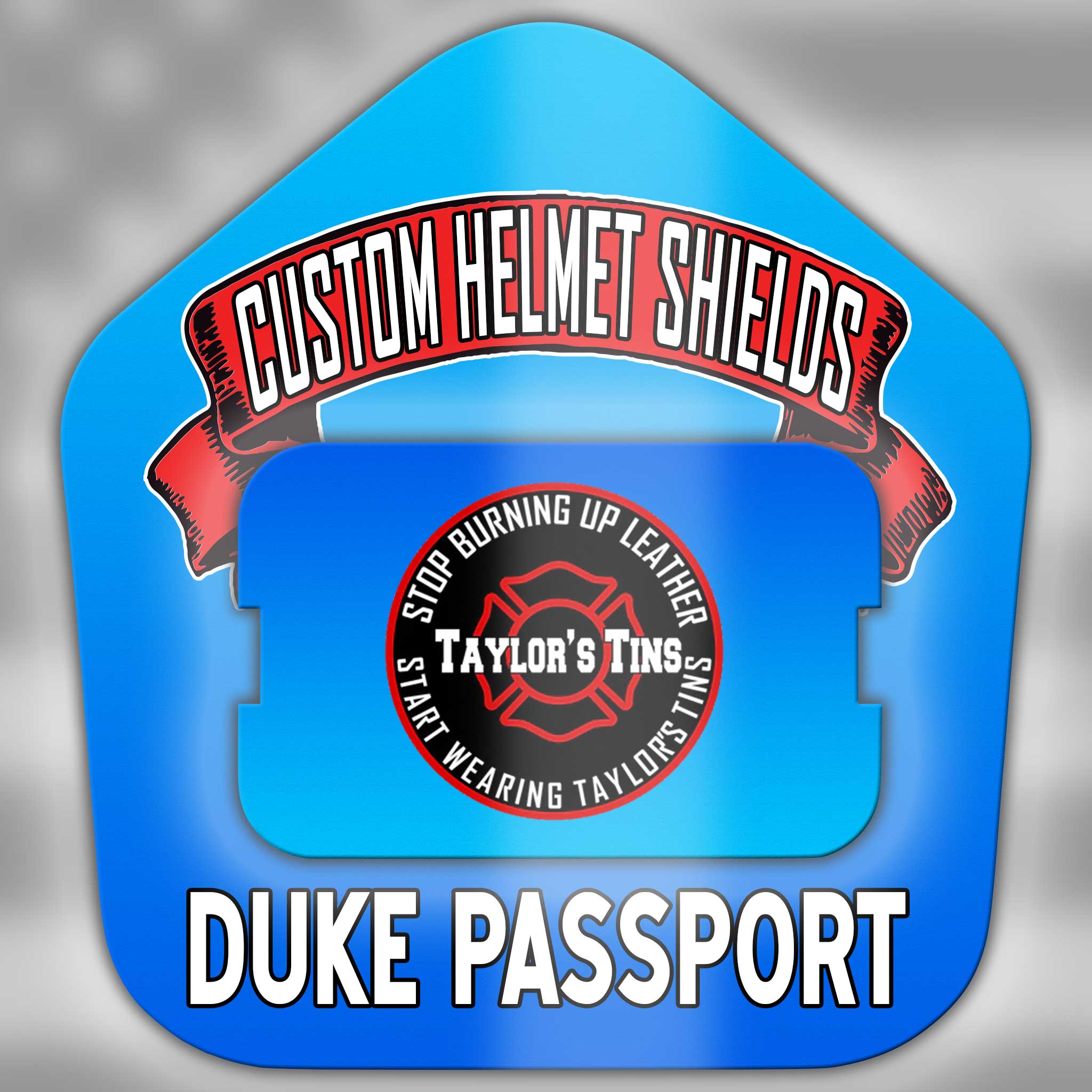 Duke Custom Metal Helmet Shield with Passport | 6" and 6.5" | Trad. He ...