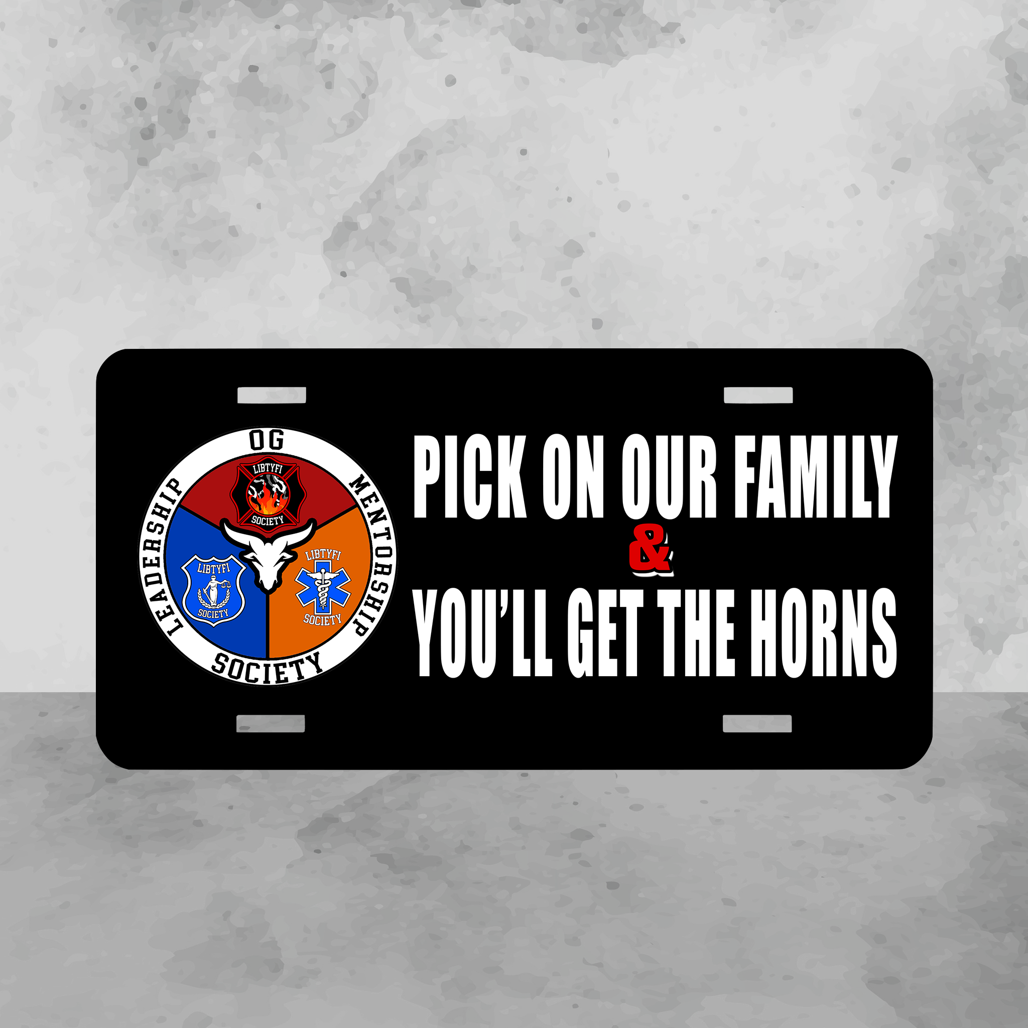 The OGs Public Safety-Taylor's Tins License Plate (Get The Horns)