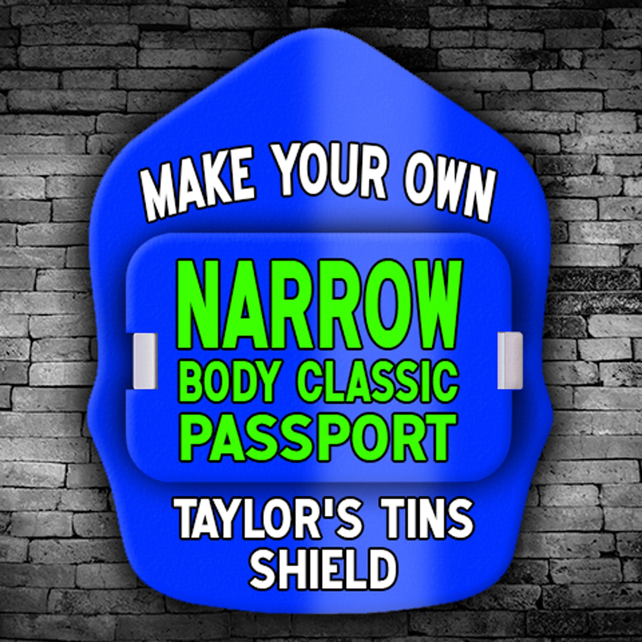 Narrow Custom Metal Helmet Shield with Passport | 6.25" | Trad. Helmet ...