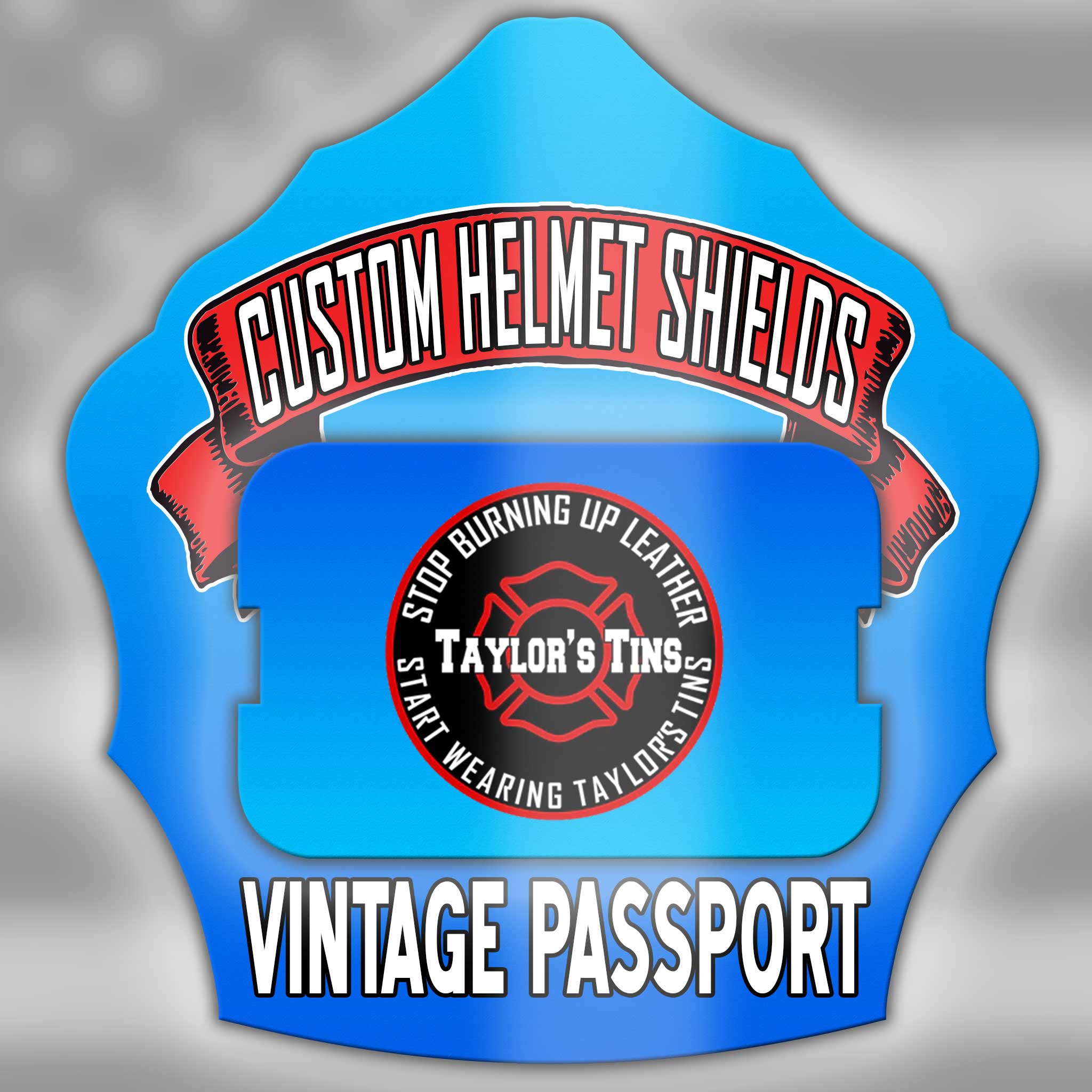 Vintage Custom Metal Helmet Shield with Passport | 6" and 6.5" | Trad ...