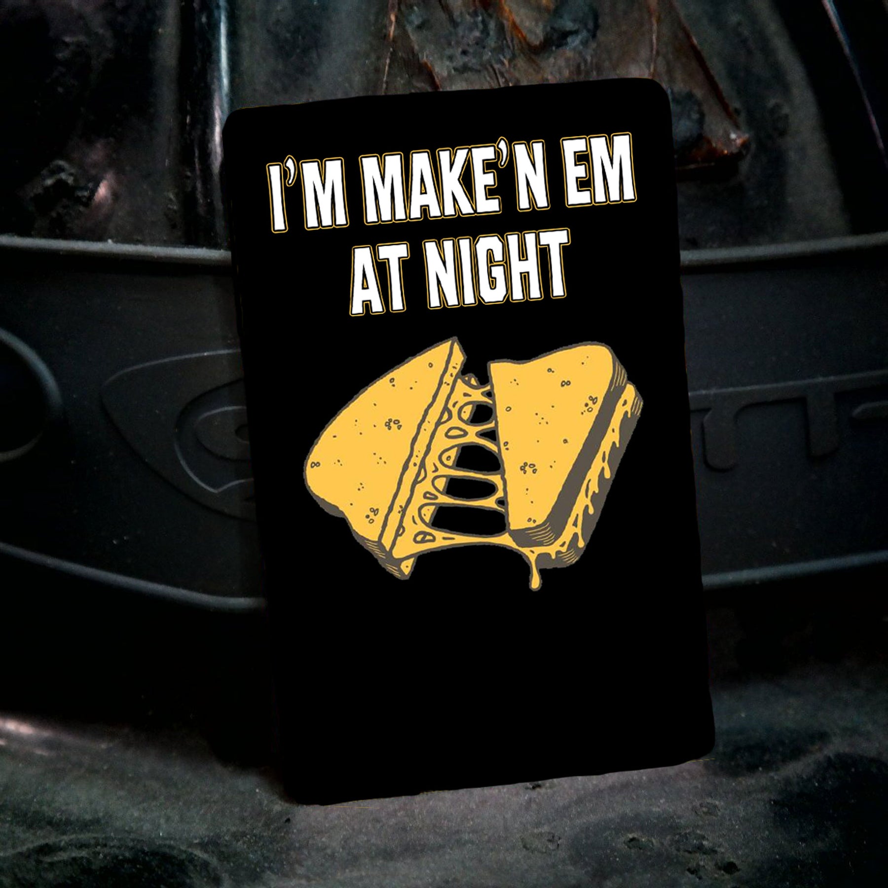 I'm Makin em at night Metal playing card (TOP TEXT) – Taylor's Tins
