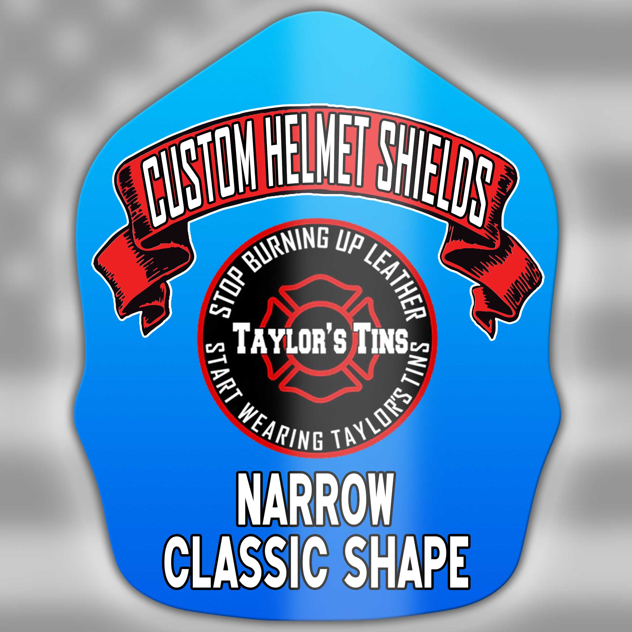 Narrow Custom Metal Helmet Shield | 6.25" | for Trad. Helmets (C ...